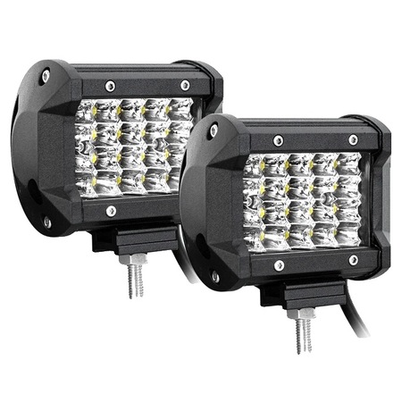 Set 2 proiectoare auto, Aluminiu/Policarbonat/Inox, LED, 60W, 4inch ...