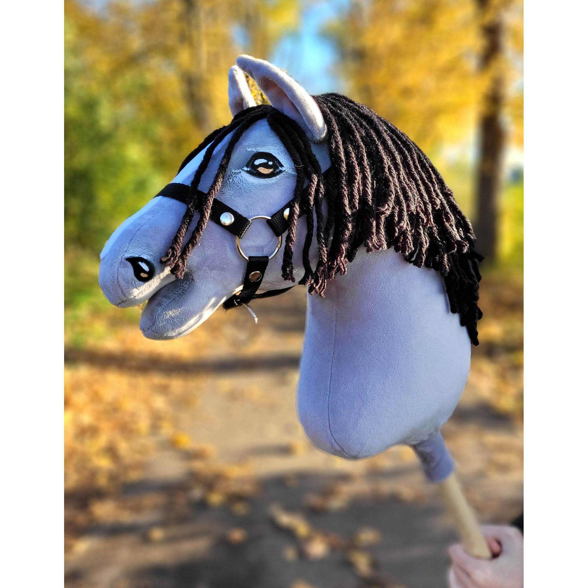 Cal interactiv, Super Hobby Horse, Plus/Lemn, 74 cm, Gri/Negru/Natur ...