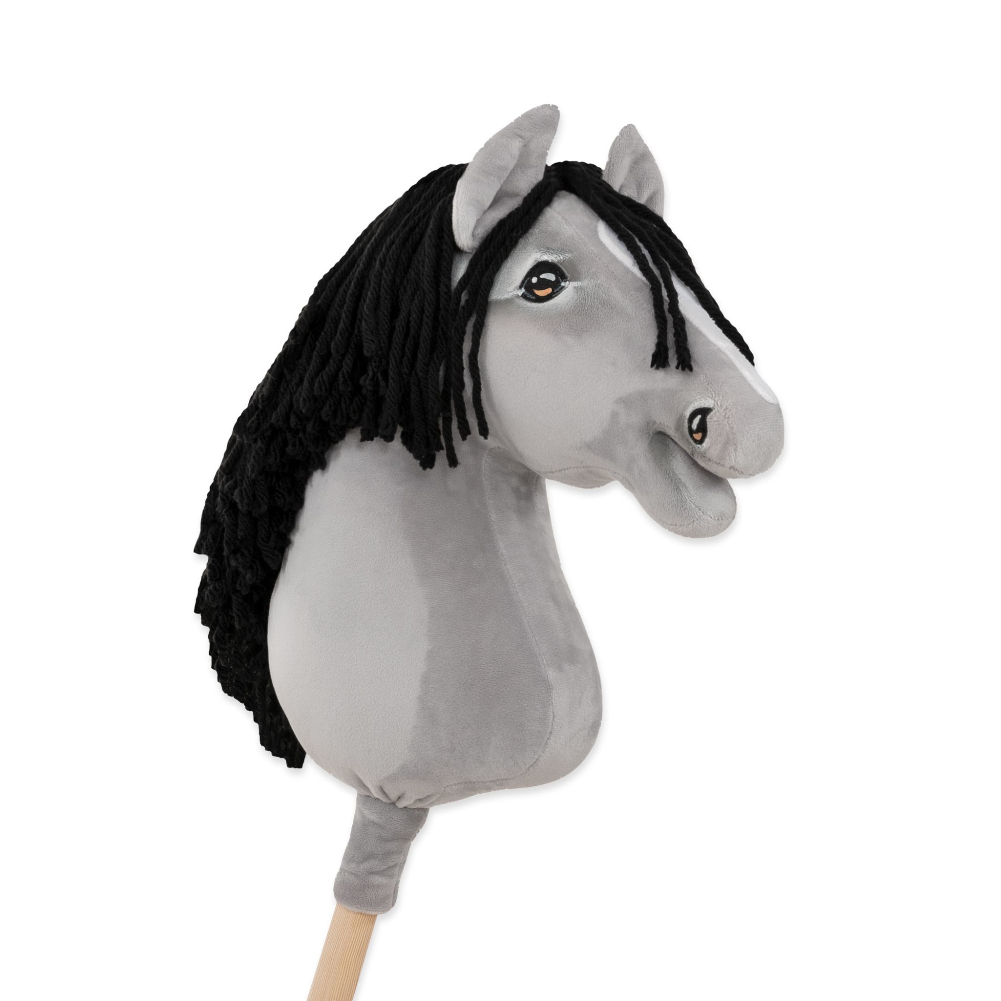 Cal interactiv, Super Hobby Horse, Plus/Lemn, 74 cm, Gri/Negru/Natur ...