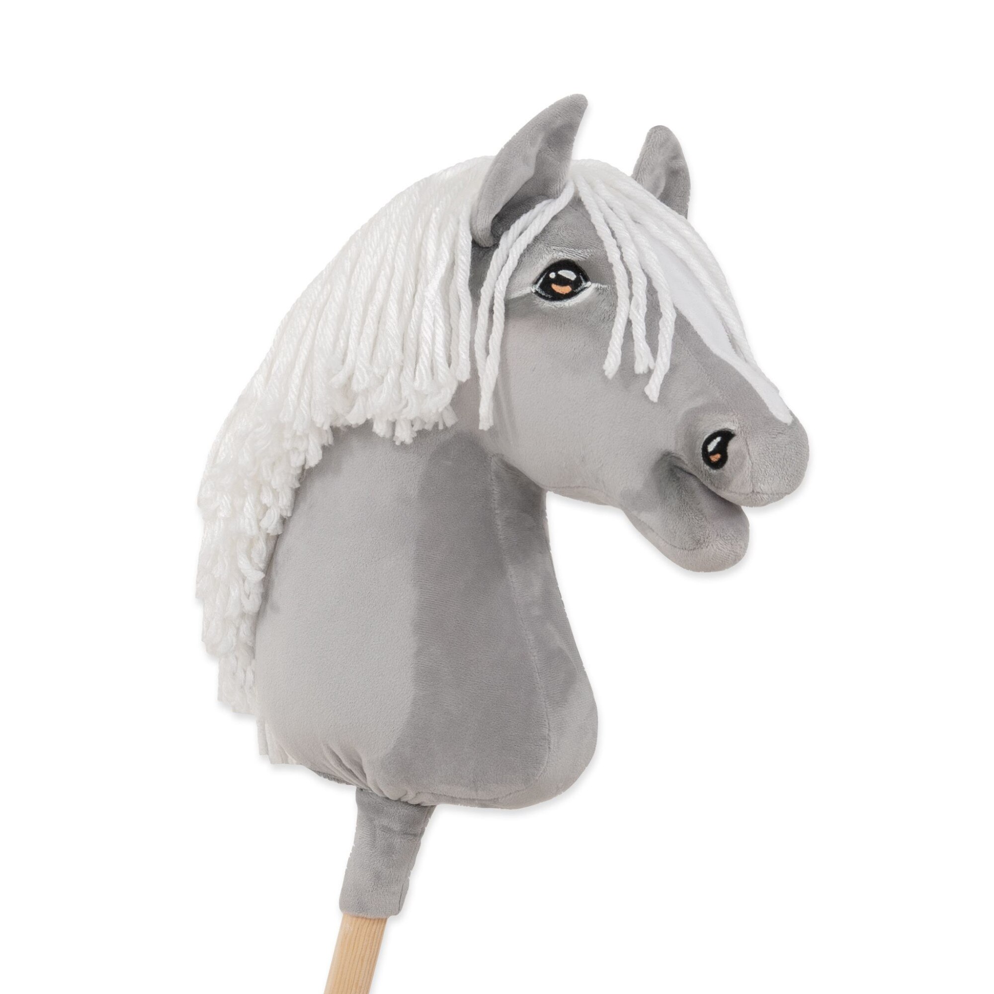 Cal interactiv, Super Hobby Horse, Plus/Lemn, 74 cm, Gri/Alb/Natur ...