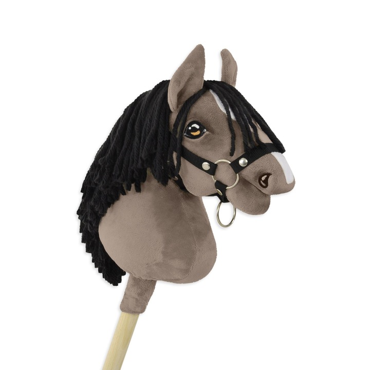 Cal de jucarie, Super Hobby Horse, Lemn/Plus, Negru/Maro/Natur - eMAG.ro