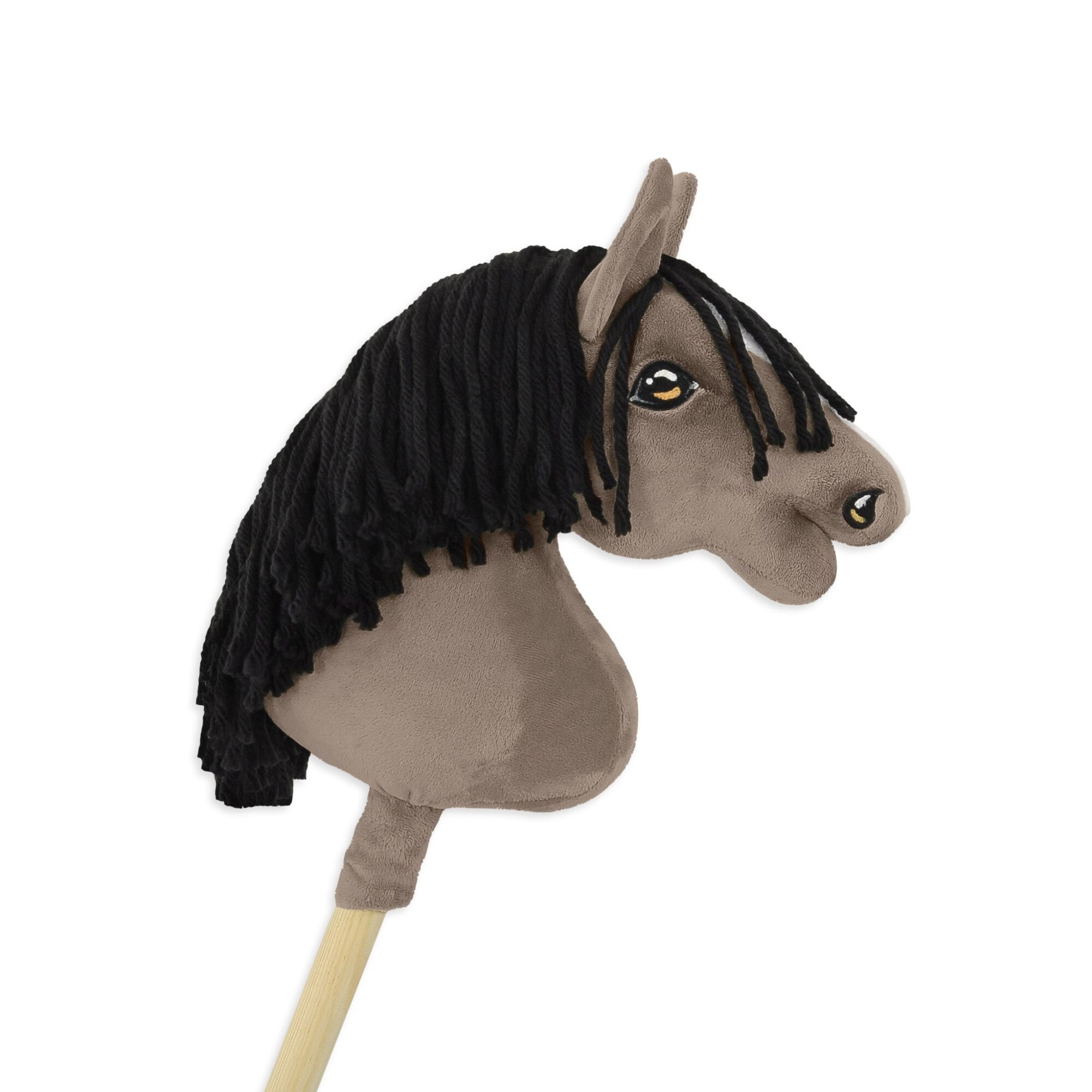 Cal de jucarie, Super Hobby Horse, Lemn/Plus, Negru/Maro/Natur - eMAG.ro
