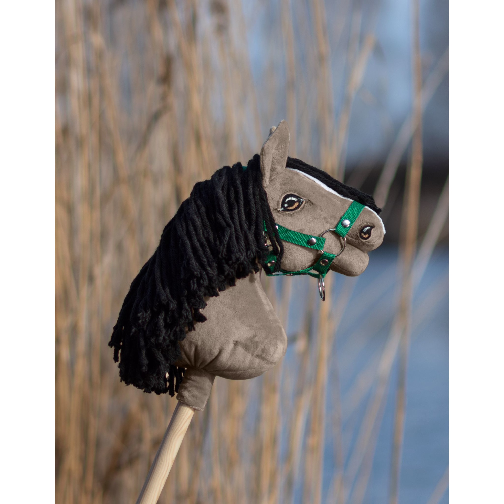 Cal de jucarie, Super Hobby Horse, Lemn/Plus, Negru/Maro/Natur - eMAG.ro