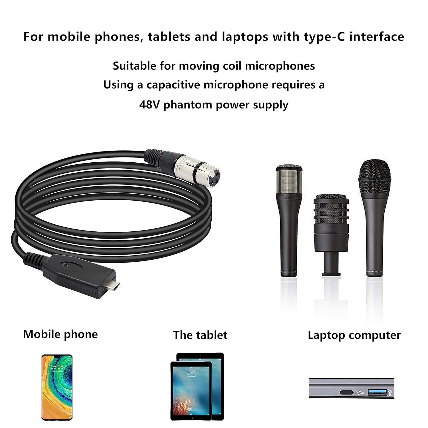 Cablu adaptor, XMSJSIY, USB C la XLR audio male, pentru laptop, tableta ...