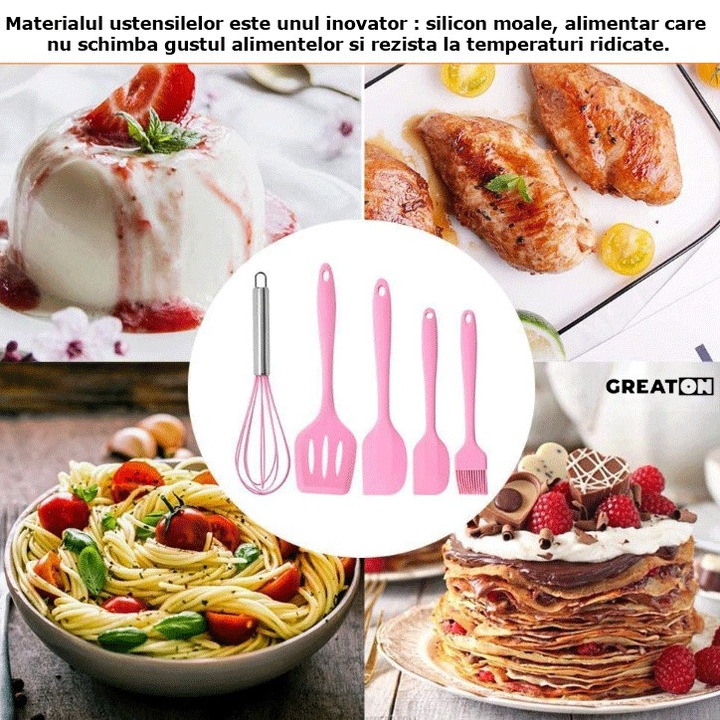 Set 5 Ustensile De Bucatarie GREATON Din Silicon Alimentar ...