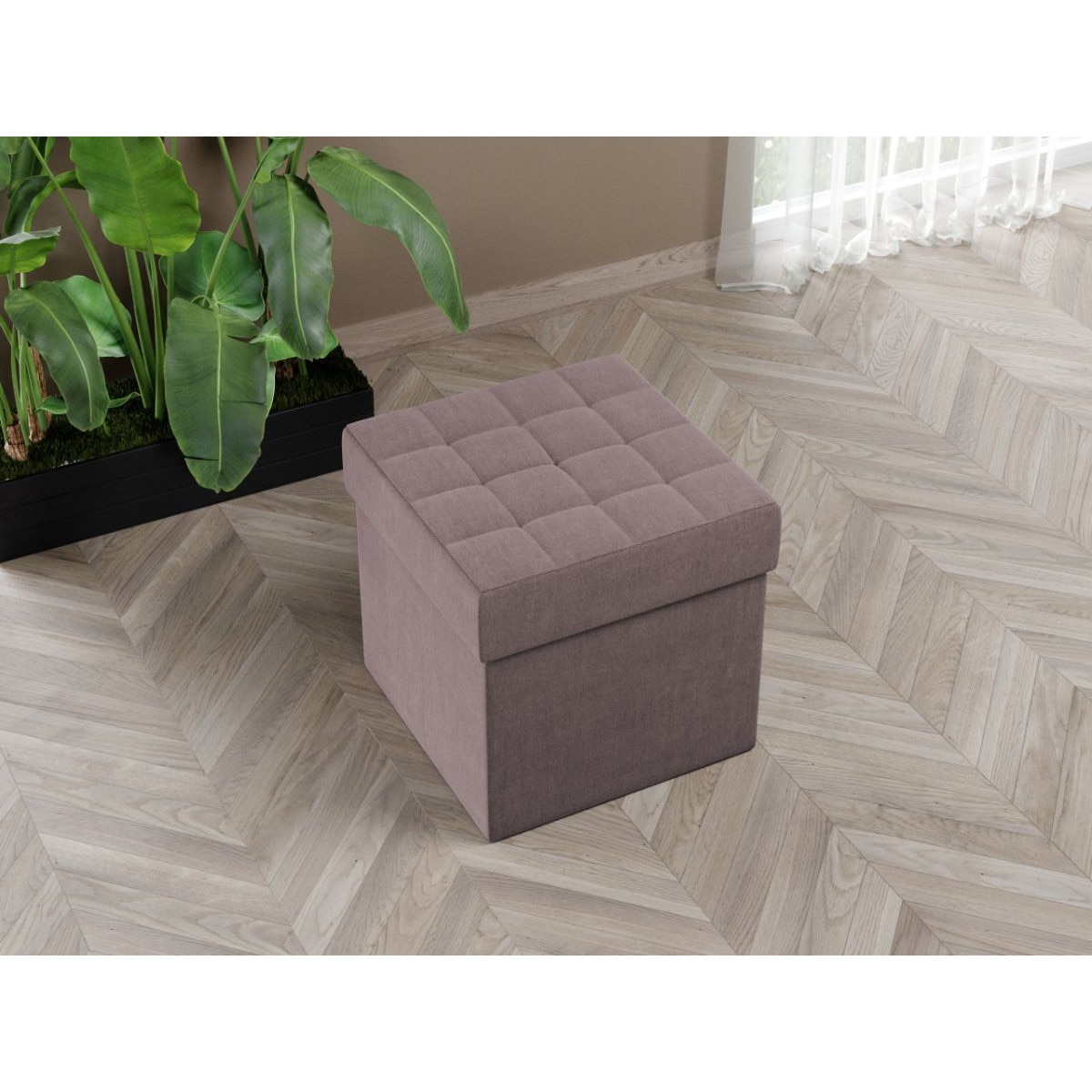 Taburet Carlos 1L, tapitat stofa, spatiu depozitare, 45 x 45 x 43 cm ...