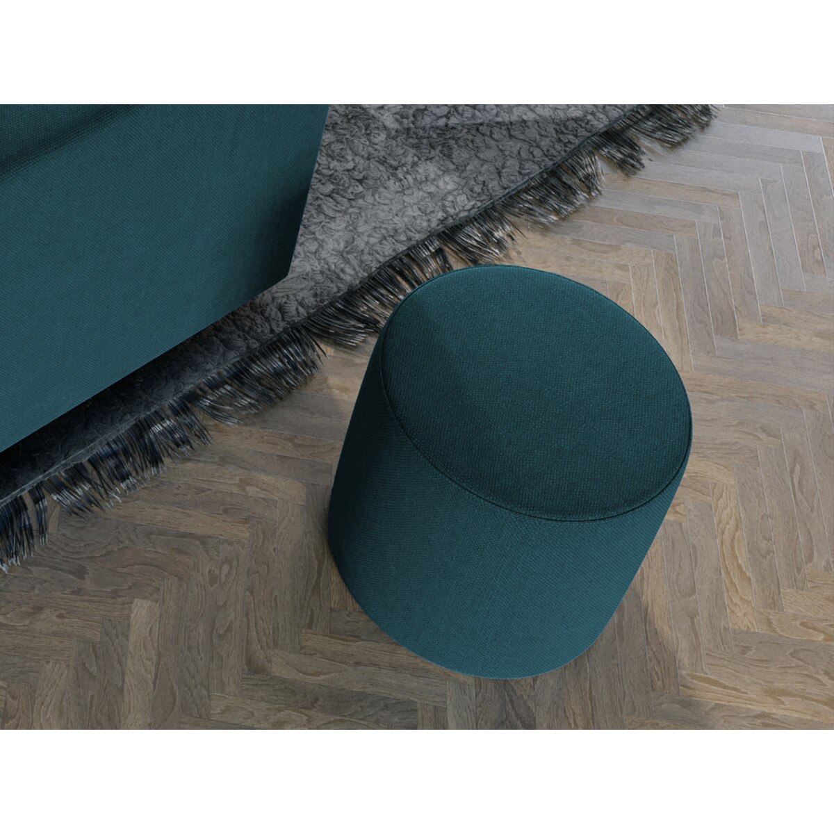 Taburet Smart, tapitat stofa, 40 x 40 x 40 cm, Turcoaz - eMAG.ro