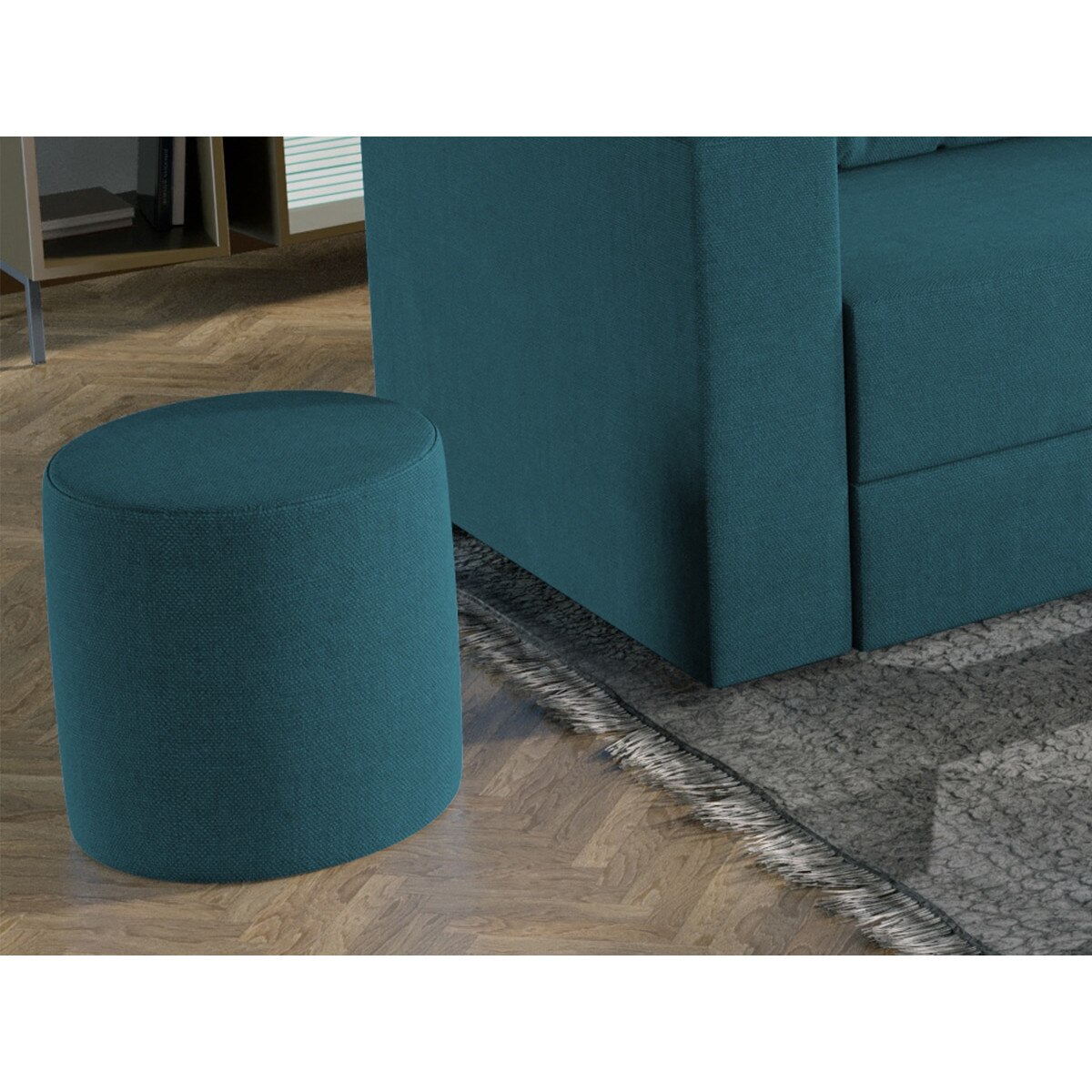 Taburet Smart, tapitat stofa, 40 x 40 x 40 cm, Turcoaz - eMAG.ro