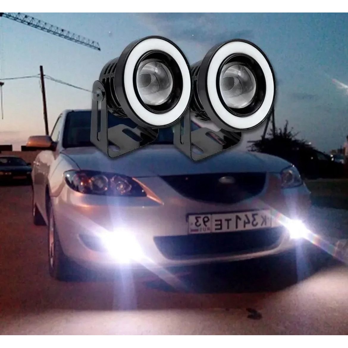 Set 2 Proiectoare cu Cerc RGB si Lupa, Angel Eyes 64mm pentru Auto ...