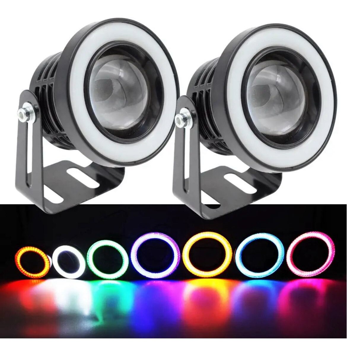 Set 2 Proiectoare cu Cerc RGB si Lupa, Angel Eyes 64mm pentru Auto ...