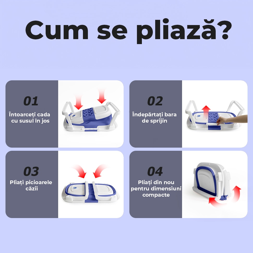 Cadita de baie pentru bebelusi cu pernuta textila, portabila, pliabila ...