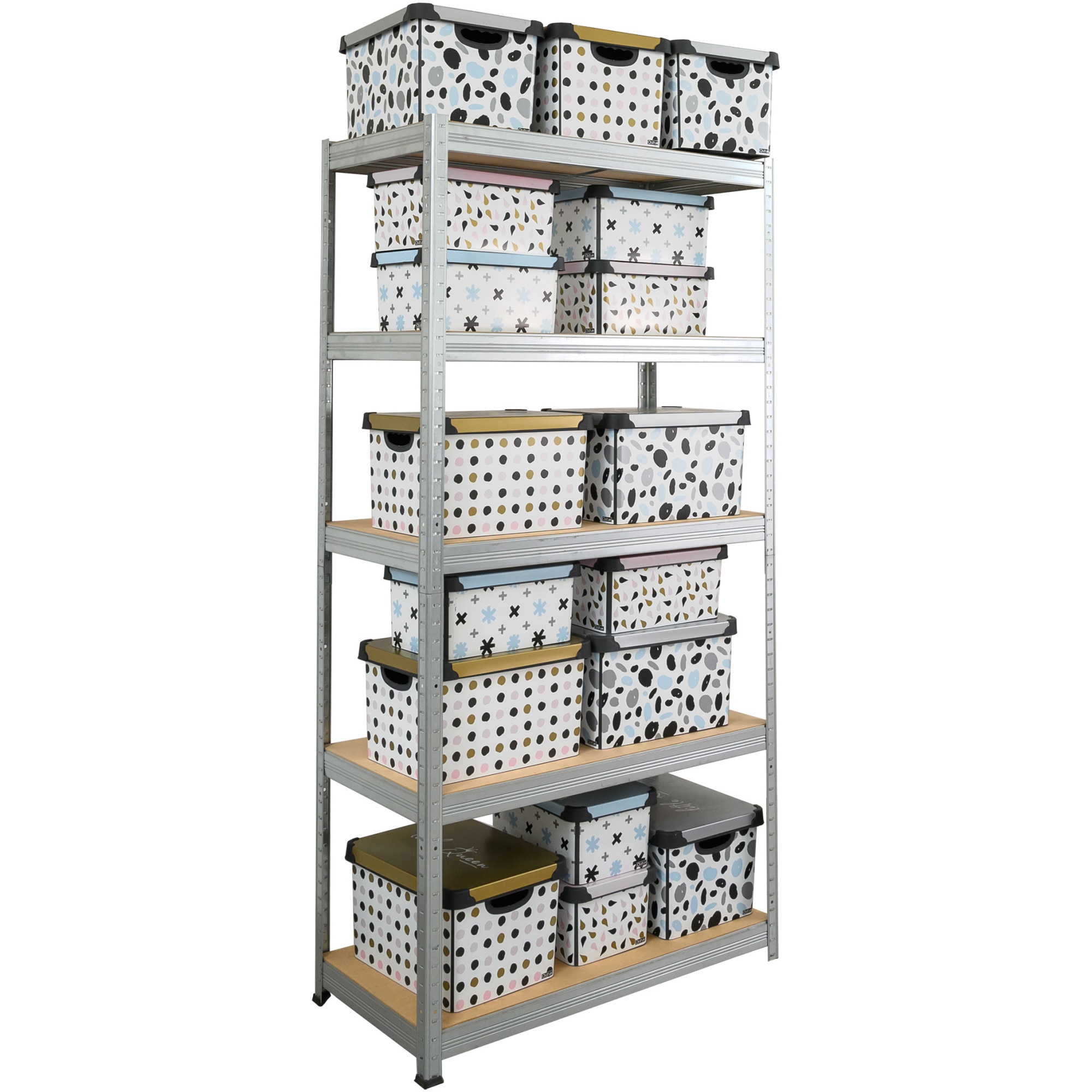 Raft metalic Smart Storage 180x90x40cm 5 polite MDF, 175 kg/polita ...