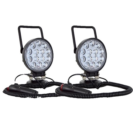 Set 2 proiectoare auto, LED, 42W, Baza magnetica, Negru - eMAG.ro
