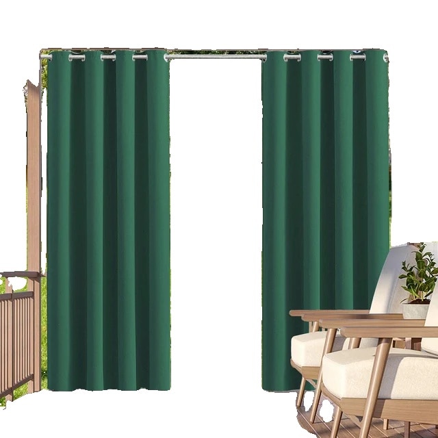 Set 2 Perdele Exterioare, Impermeabile, Protectie UV, Verde, 132x275cm ...