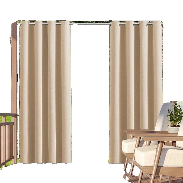 Set 2 Perdele exterioare rezistente la intemperii, galben, 132x275cm ...