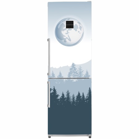 Autocolant pentru frigider, Priti Global, Munti, brazi si luna, 60x200 ...