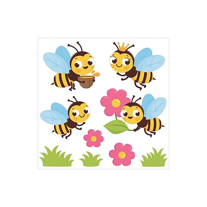 Sticker geam cu motive de primavara - albinute dragalase, 30 x 33.5 cm ...