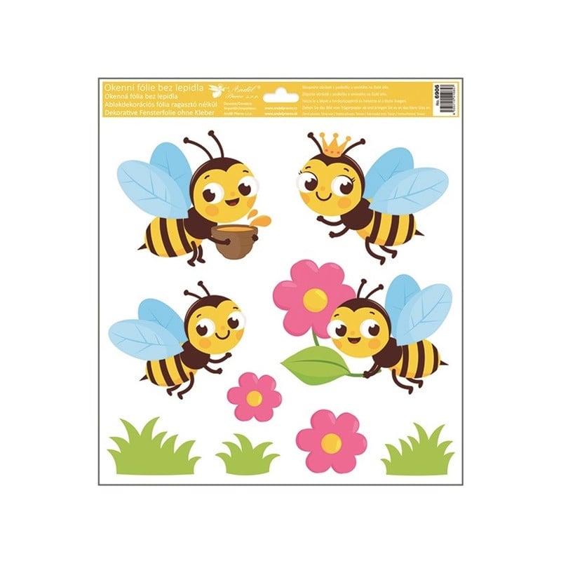 Sticker geam cu motive de primavara - albinute dragalase, 30 x 33.5 cm ...