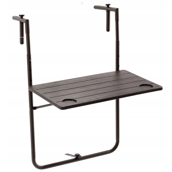 Masa de balcon pliabila, inaltime reglabila, imitatie lemn, suporturi ...