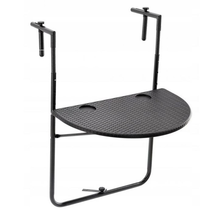 Masa de balcon pliabila, inaltime reglabila, imitatie ratan, suporturi ...