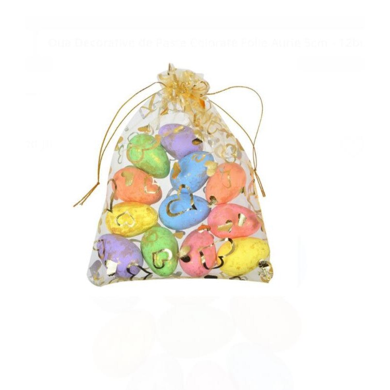 Oua Decorative de Paste Colorate Folie Aurie 5cm 12buc - eMAG.ro