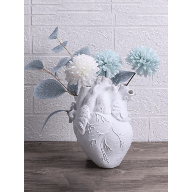 Vaza Decorativa, Model Inima Anatomica, Culoare Alb, 17 CM - eMAG.ro
