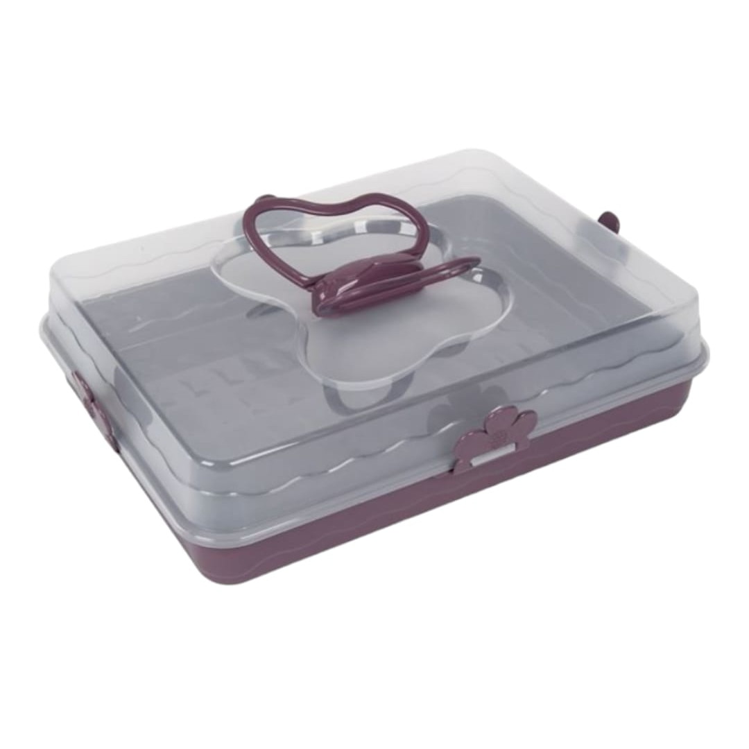 Cutie de Plastic cu Capac si Maner pentru prajituri, 37 x 28 cm - eMAG.ro