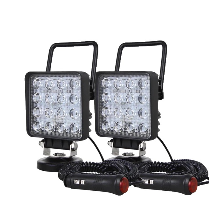 Lumina de lucru cu LED, portabila, baza magnetica, 2 reflectoare de 48 ...