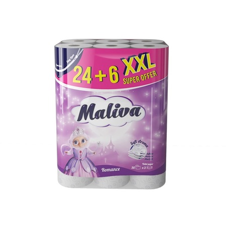 Hartie igienica Maliva Romance 24+6 rolls, 3 straturi, 17/rola - eMAG.ro
