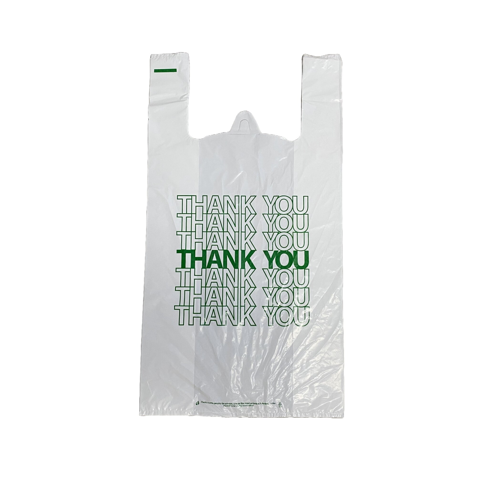 Set 50 bucati, Punga Plastic Reciclat, tip Maieu, 320x600 mm, Thank You ...