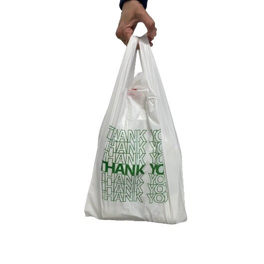 Set 50 bucati, Punga Plastic Reciclat, tip Maieu, 320x600 mm, Thank You ...