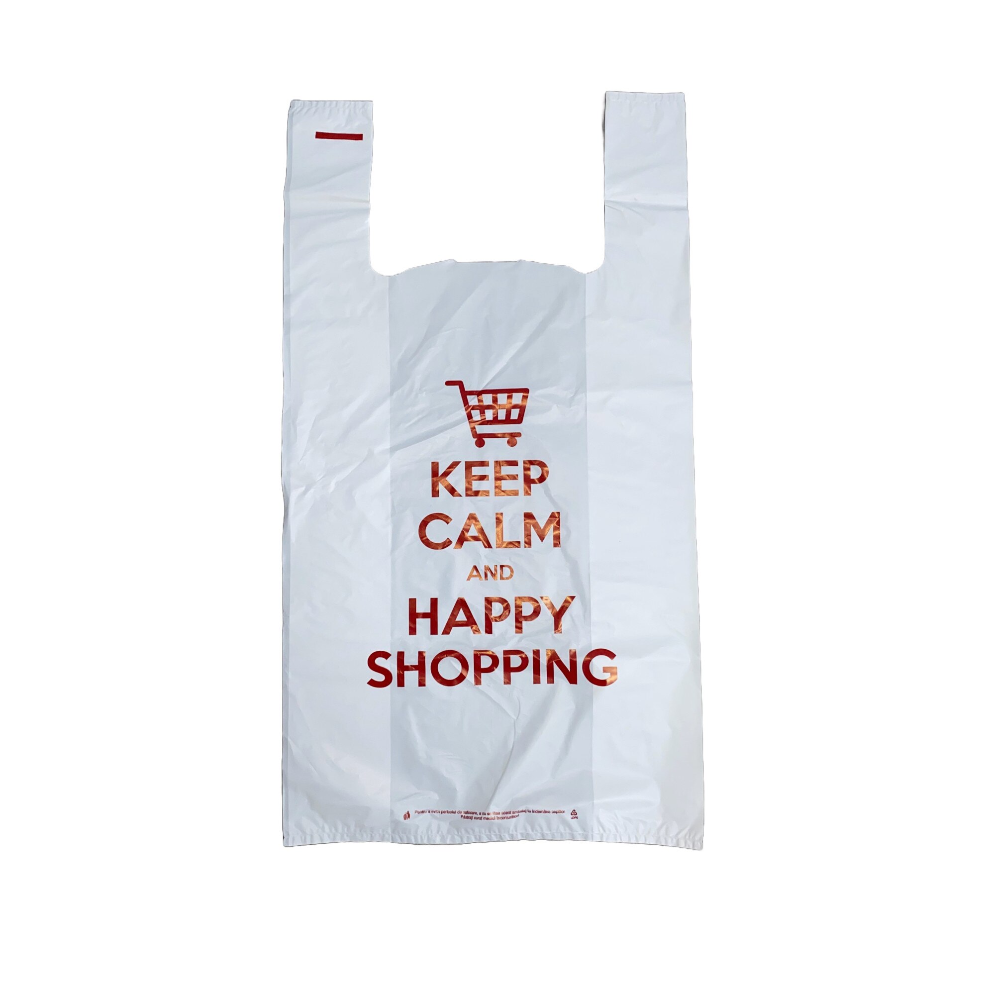 Set 50 bucati, Punga Plastic Reciclat, tip Maieu, 320x600 mm, Keep Calm ...