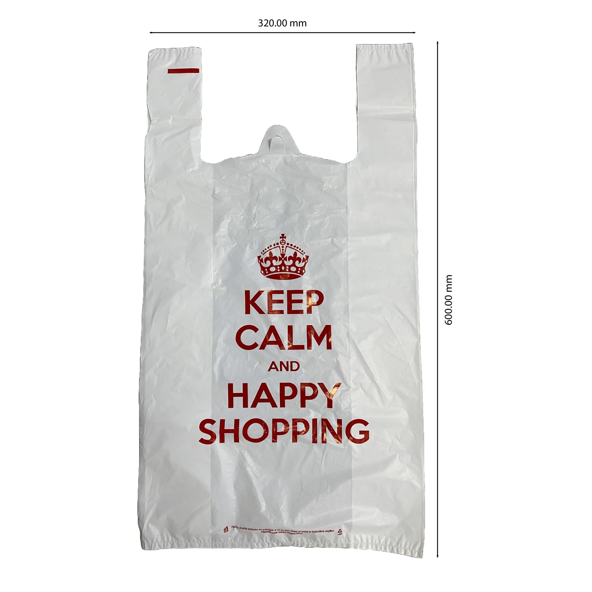 Set 50 bucati, Punga Plastic Reciclat, tip Maieu, 320x600 mm, Keep Calm ...