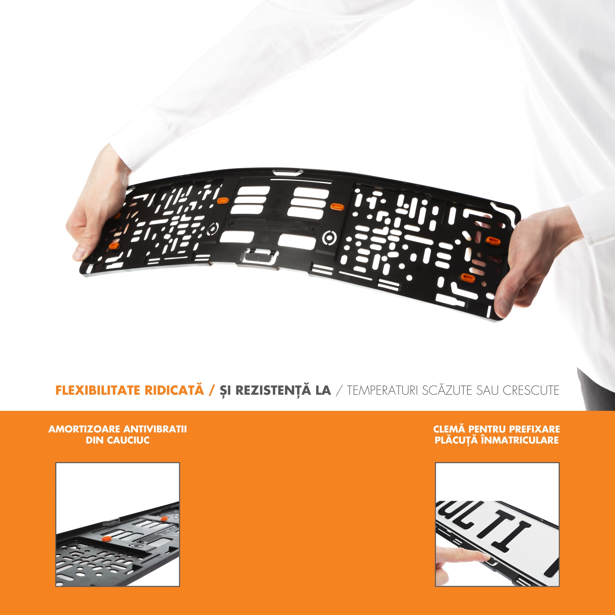 Suport numar inmatriculare auto, HS Multi Top, cu amortizare vibratii ...