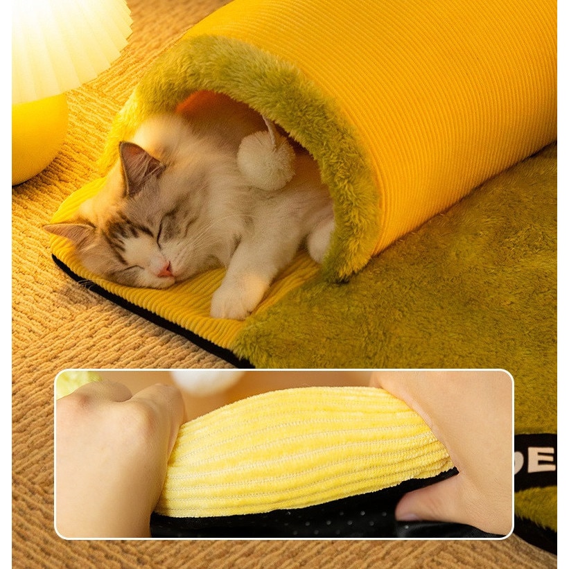 Tunel de joaca si pat pentru pisici in forma de patrat, bile din plus ...