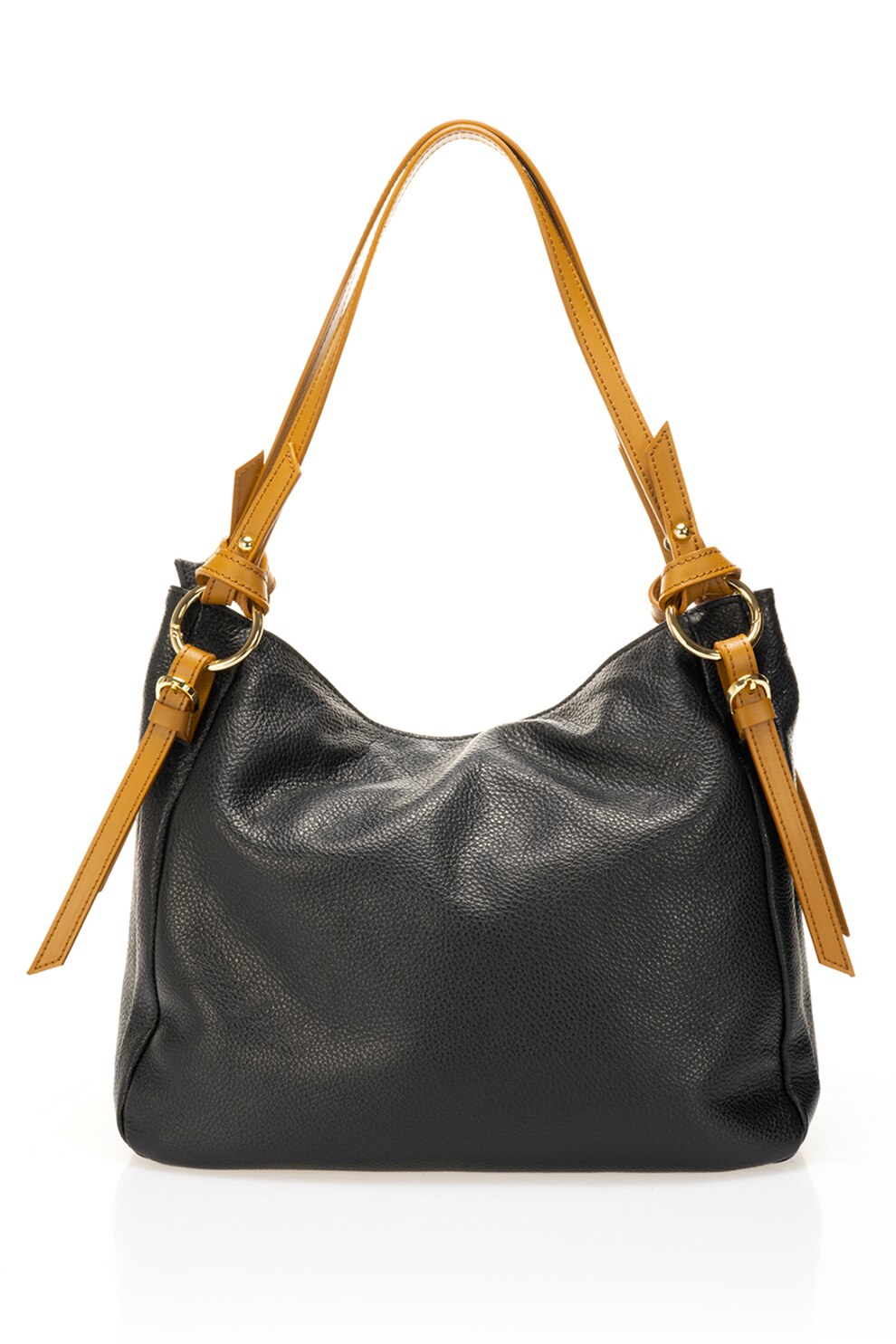 Massimo Castelli, Geanta shopper de piele, Negru, Caramel - eMAG.ro