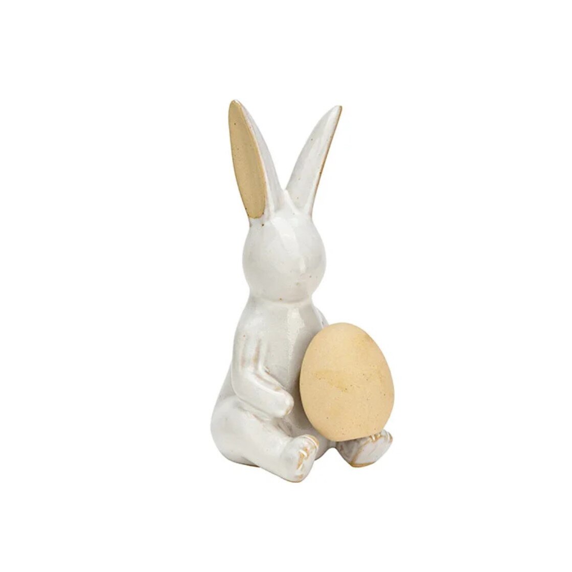 Figurina ceramica iepuras cu ou, crem, 6x16x8 cm - eMAG.ro