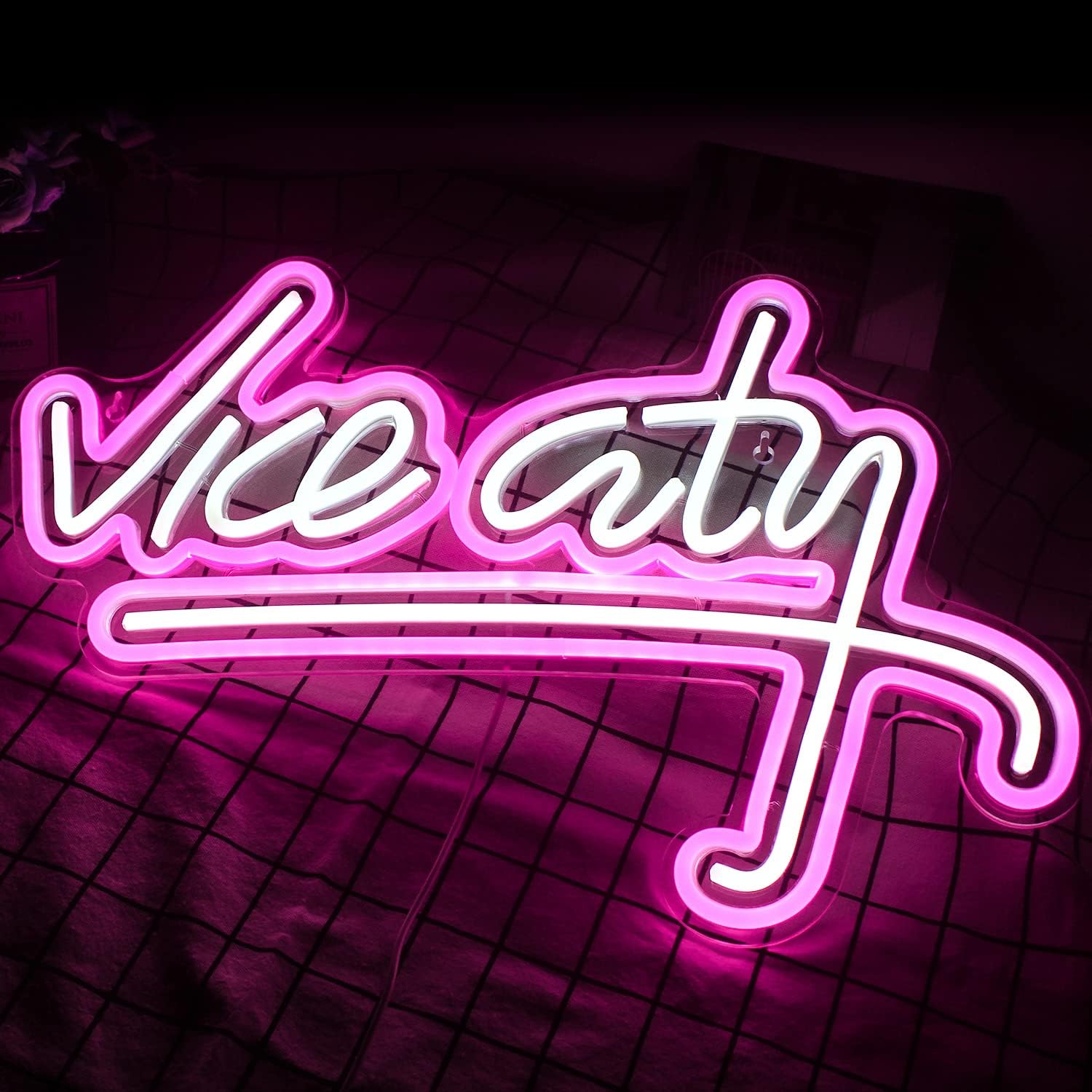 Semn luminos LED - Vice City, Roz Neon, Decoratiune Perete, Gaming ...