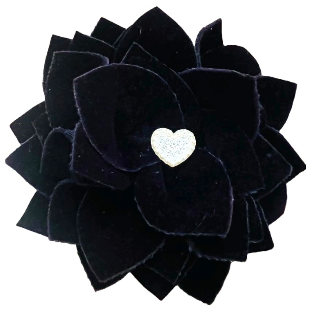 Brosa maxi, model floare, catifea, 10 cm, Negru - eMAG.ro