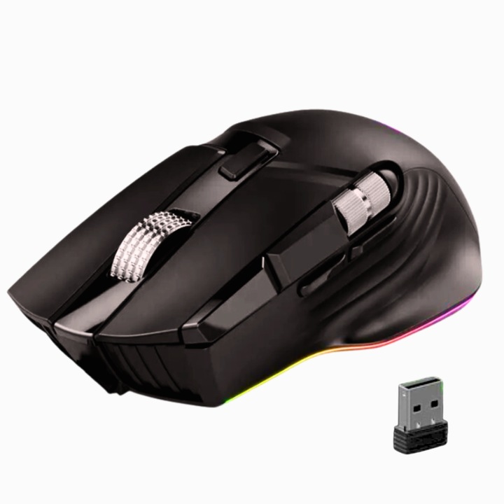 Mouse wireless Profesional MKESPN, 10 butoane, 2 rotite, Reincarcabil ...