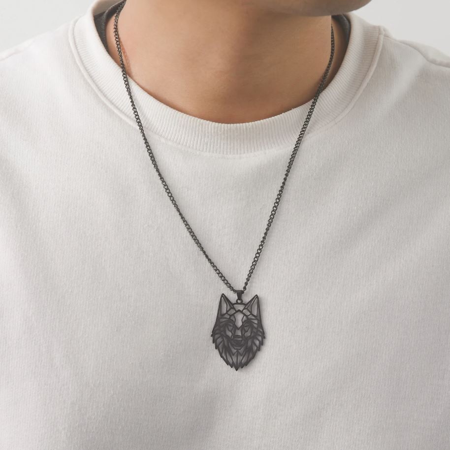 Lant Cap de Lup, Urban, Barbati, Stainless-Steel, 60cm, Negru - eMAG.ro