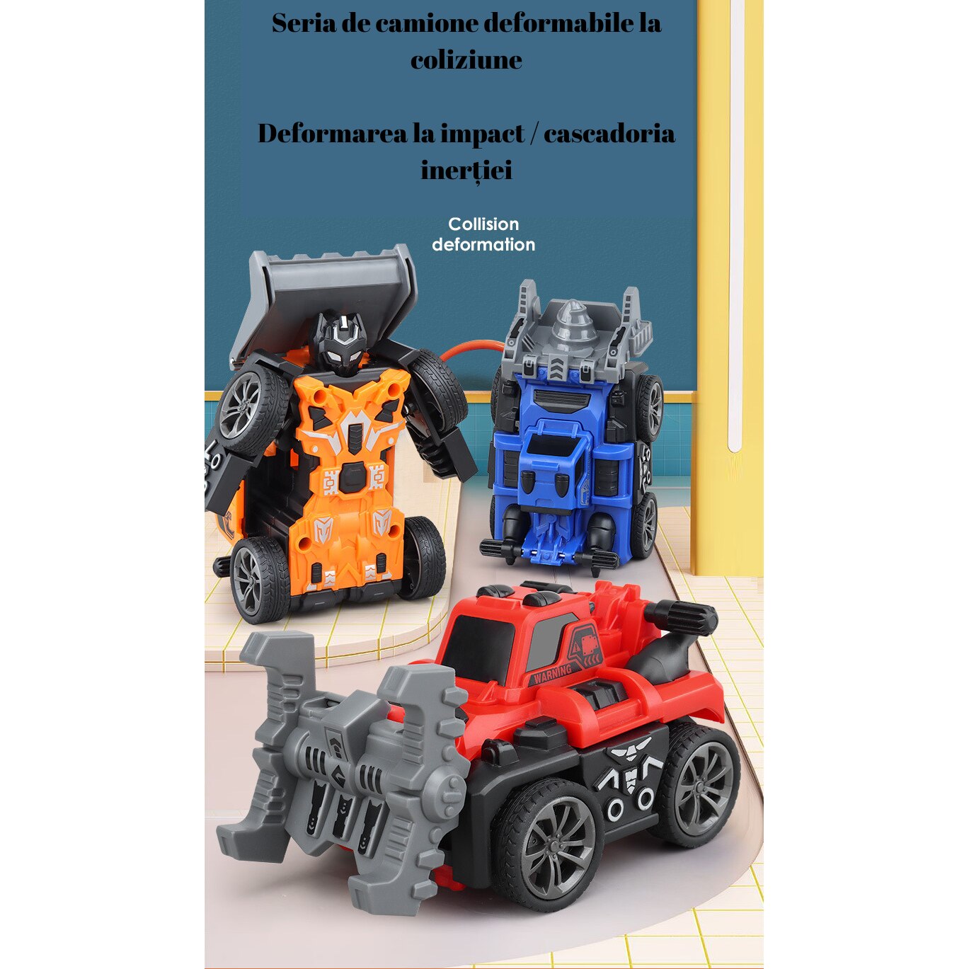 Masina robot interactiva, 2 in 1, LLUNNA, deformabil prin coliziune ...