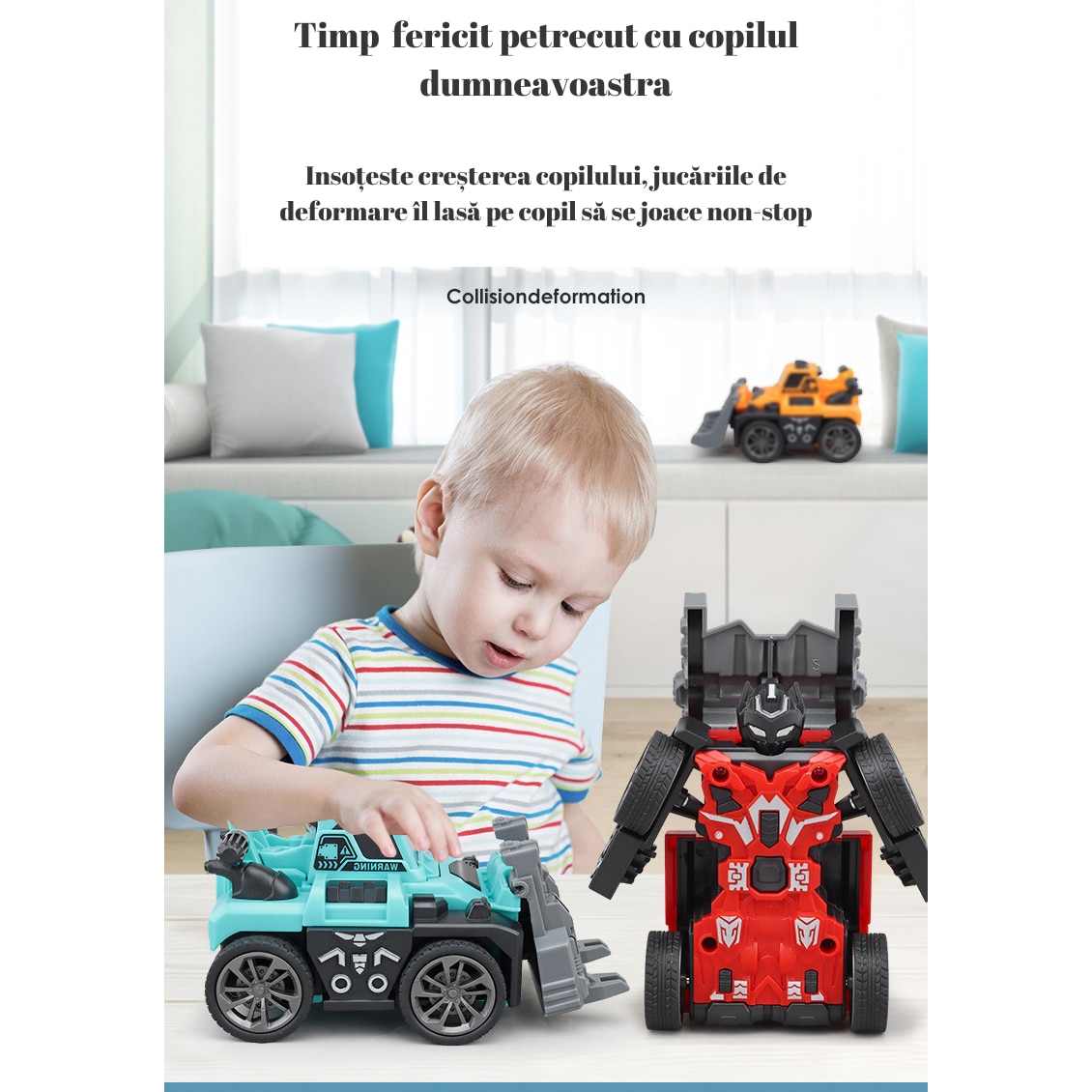 Masina robot interactiva, 2 in 1, LLUNNA, deformabil prin coliziune ...