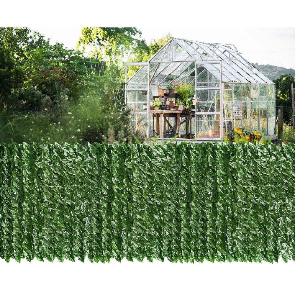 Paravan cu frunze artificiale pentru gard sau balcon, 100x300cm, verde ...