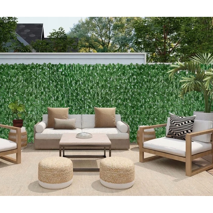Paravan cu frunze artificiale pentru gard sau balcon, 100x300cm, verde ...