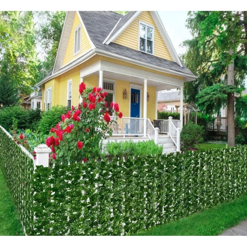 Paravan cu frunze artificiale pentru gard sau balcon, 100x300cm, verde ...
