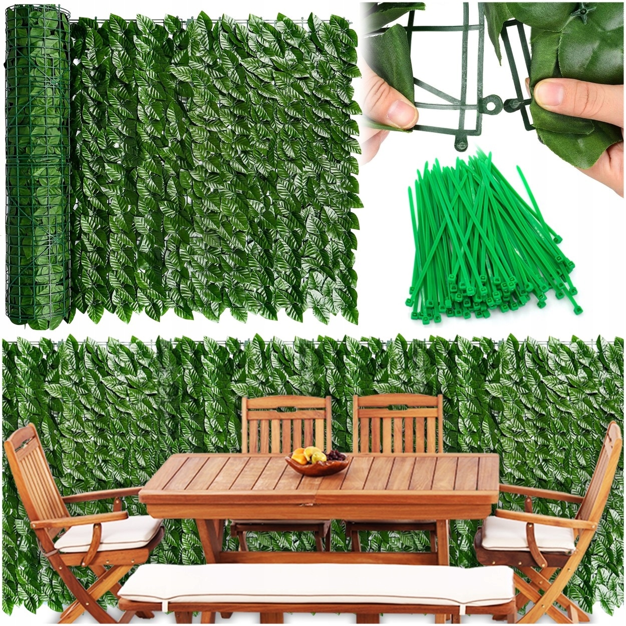 Paravan cu frunze artificiale pentru gard sau balcon, 100x300cm, verde ...