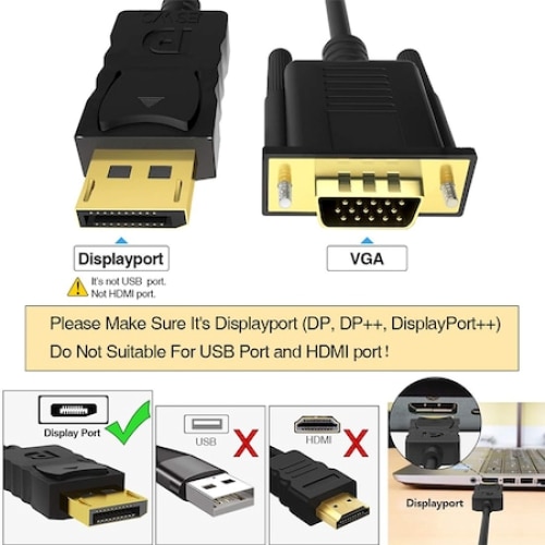 Cablu Datamaxx DisplayPort mufa tata - VGA D-Sub 15pin Full HD mufa ...