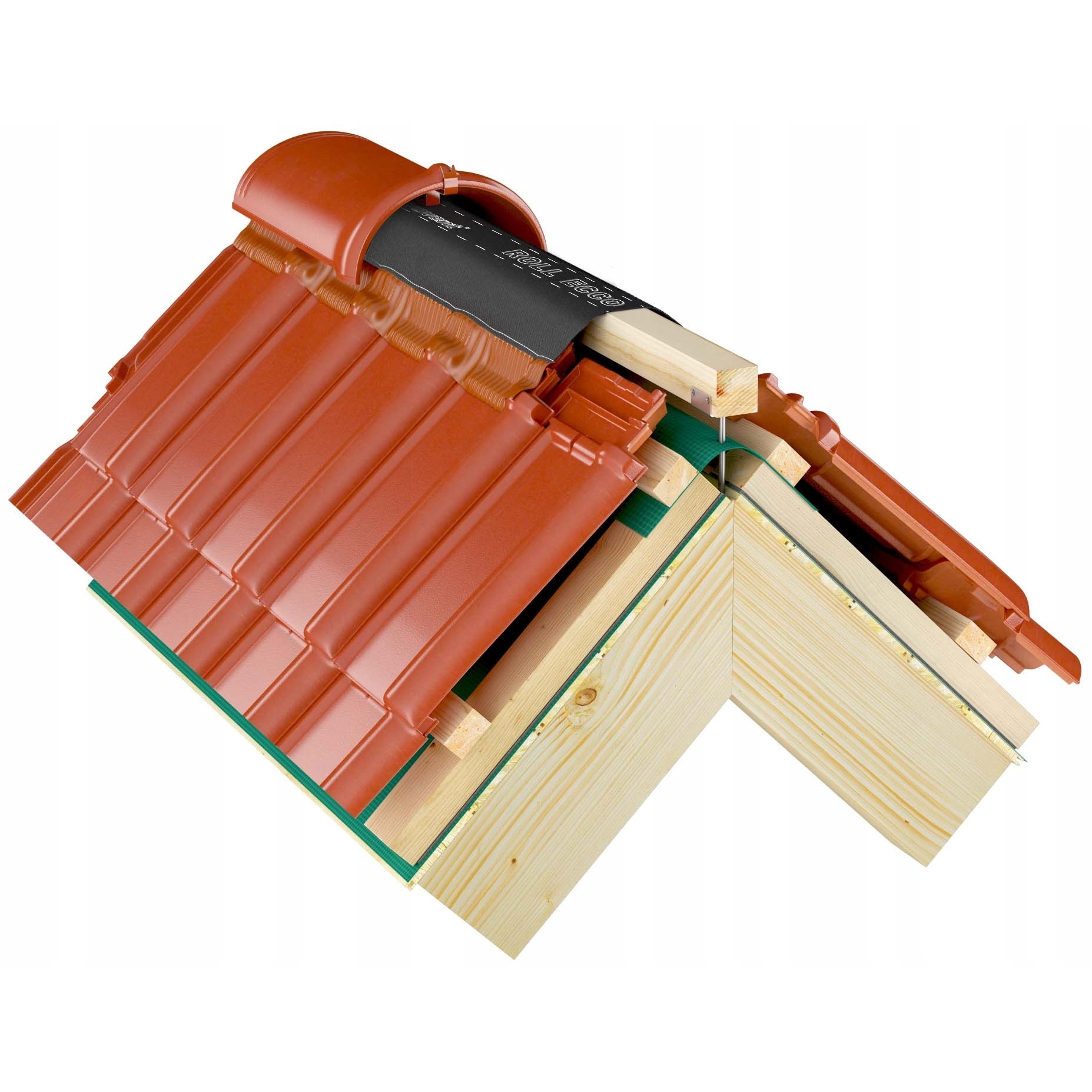 Banda coama ventilare, 240 mm x 5m, RAL 8004, etansare pentru acoperis ...