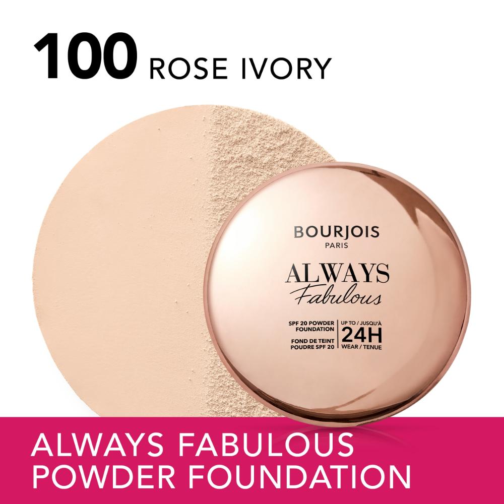Fond de ten compact Bourjois Always Fabulous 100 Rose Ivory, 7g - eMAG.ro